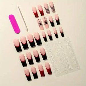 goth DIY | Makeup | New Boho Black Spider Web Vampire Retro Press On ...